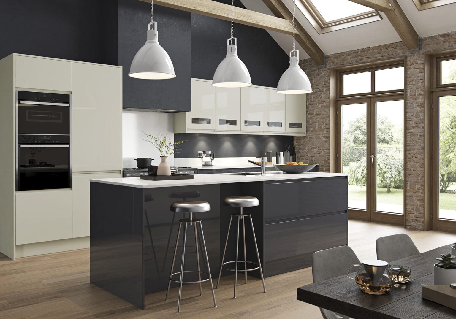 Strada Gloss Kitchens | Handleless, Slab | Kitchen Range by STORI