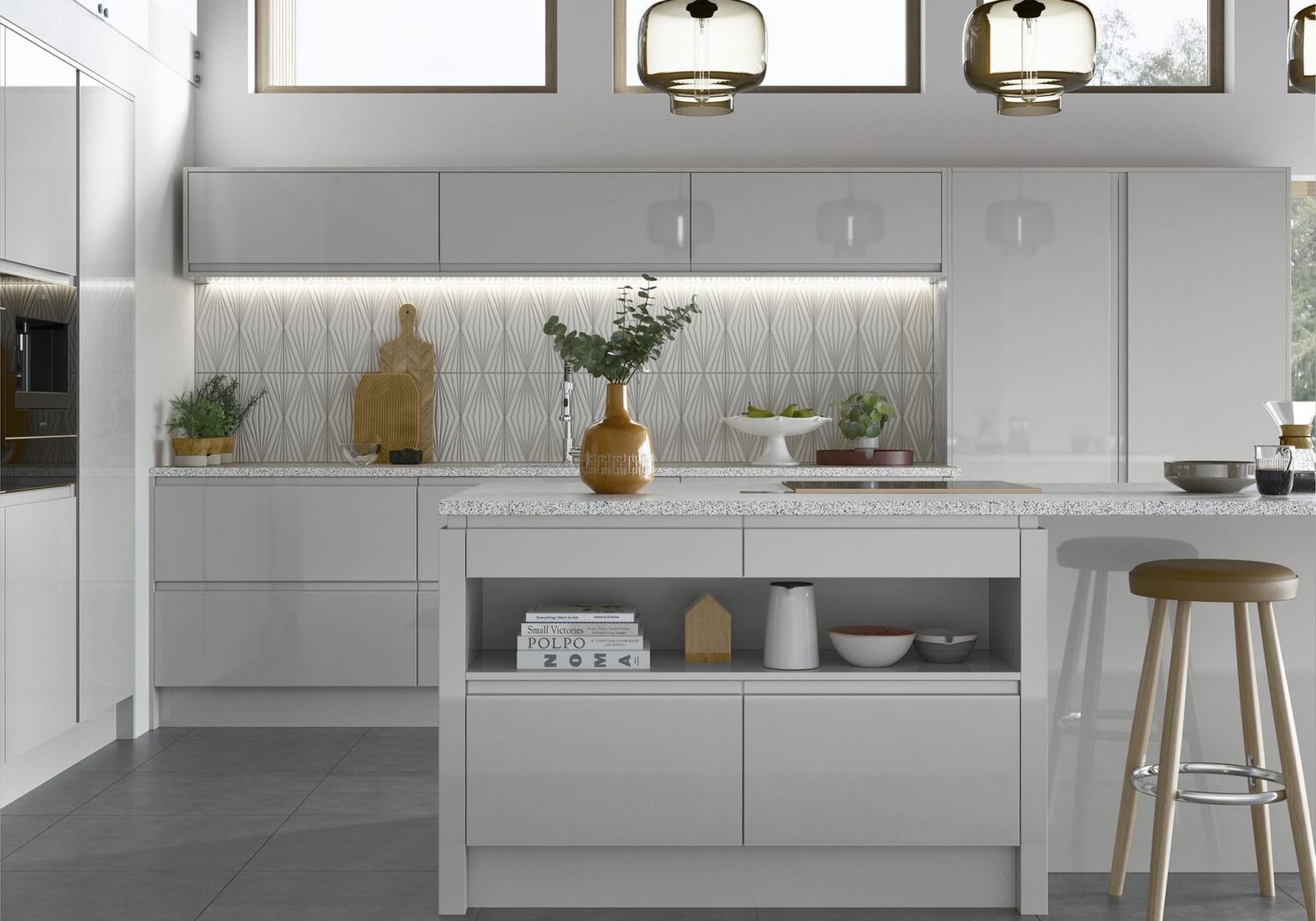 Strada Gloss Kitchens | Handleless, Slab | Kitchen Range by STORI